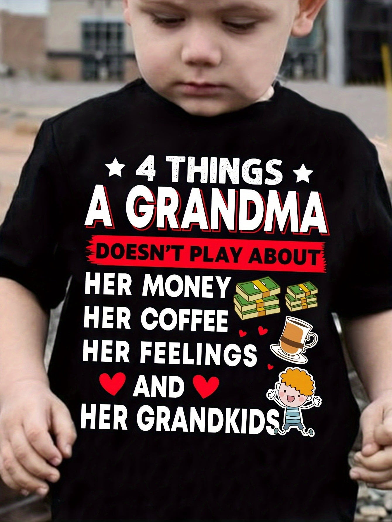 Boys' Cotton T-Shirts with Fun Grandma Quote & Playful Graphics - Soft ...