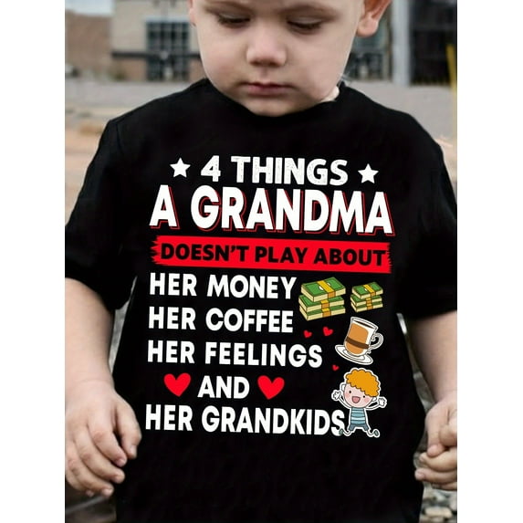 Boys' Cotton T-Shirts with Fun Grandma Quote & Playful Graphics - Soft ...