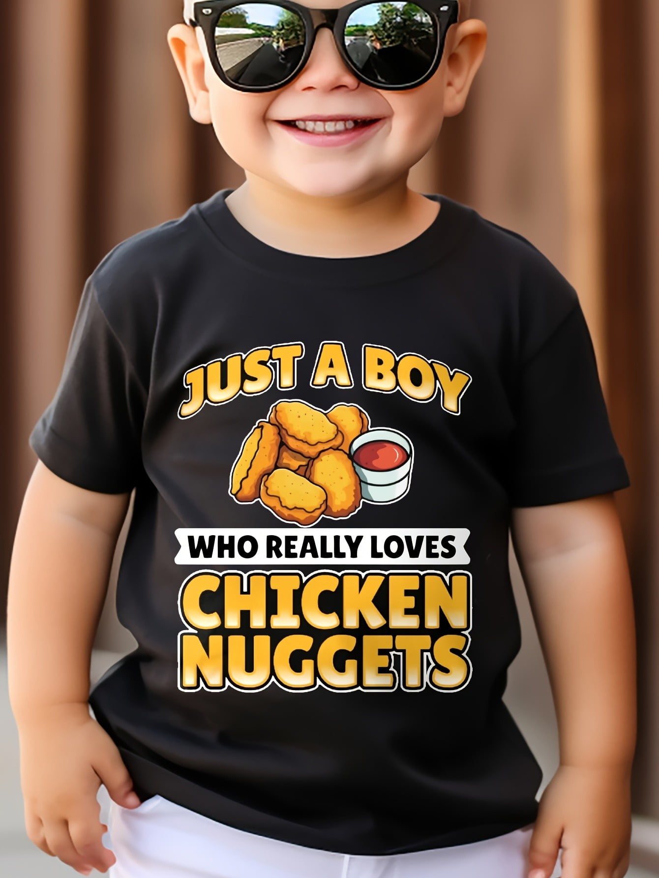 Boys' Cotton T-shirt, Just A Boy Who Really Loves Chicken Nuggets ...