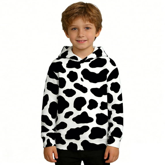 Boys Cow Graphic Print Hoodies Sweatshirt Casual Pullover With Funny ...