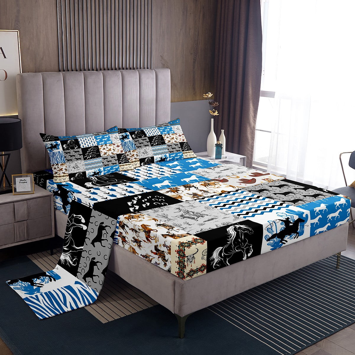 Boys Cowboy Sheet Set Wild Western Horse Bull Bed Sheets Twin,American ...