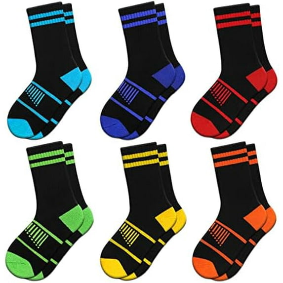 Boys Crew Socks Athletic Half Cushioned Calf Socks For Big Little Kids ...