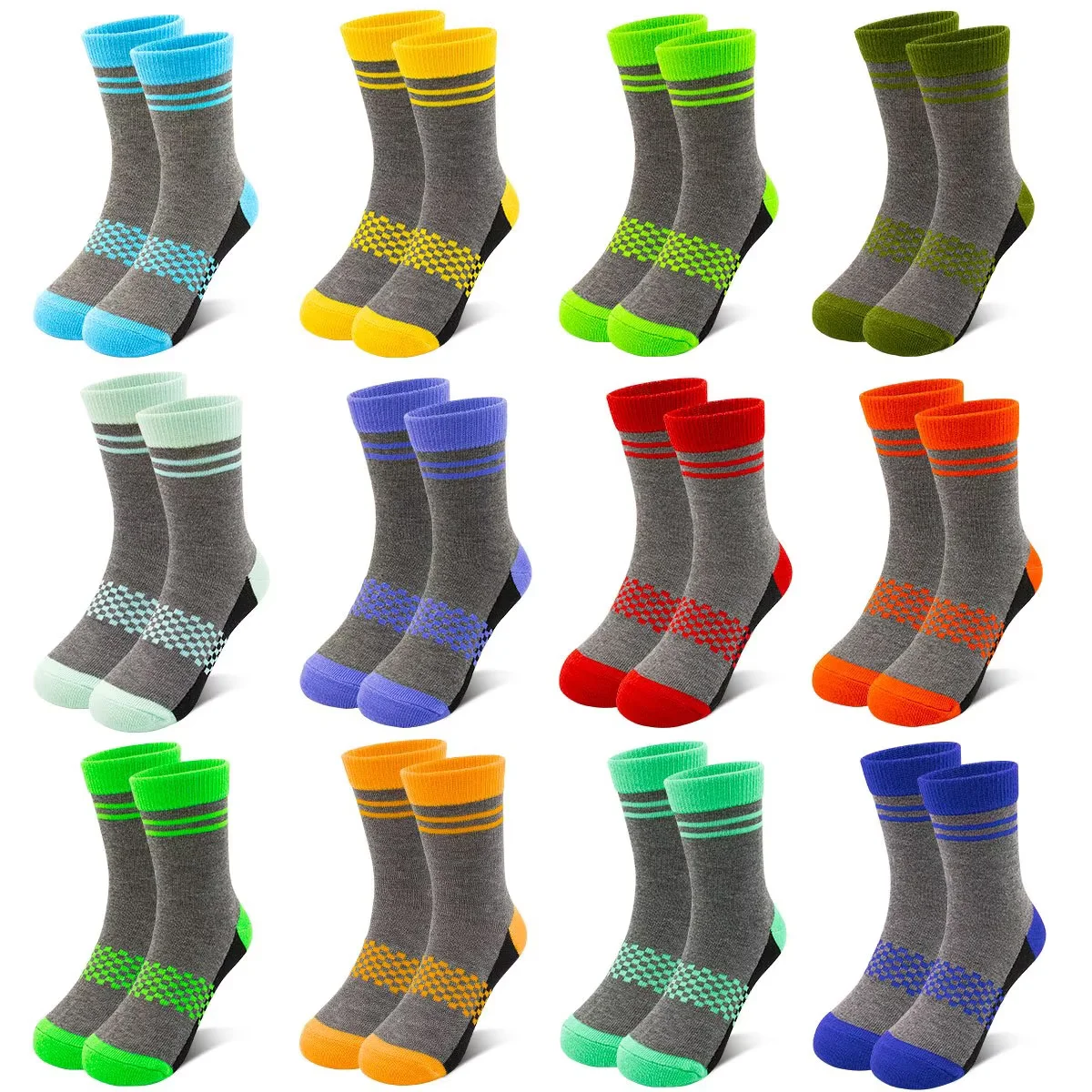 Boys Crew Socks Kids Athletic Cushioned Comfortable Soft Socks 12 pairs ...