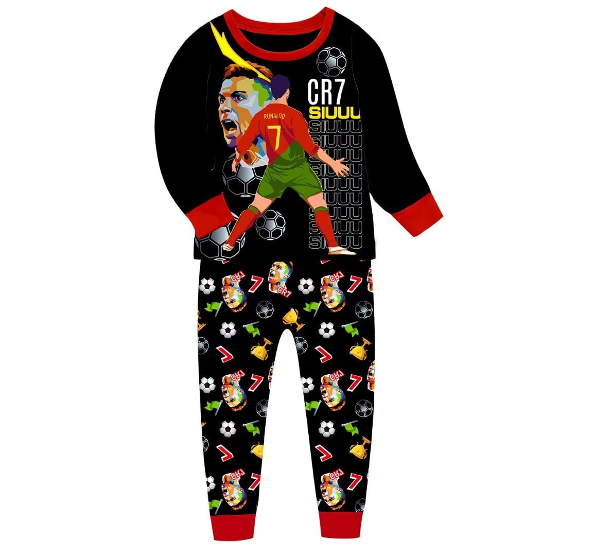 Boys Cristiano Ronaldo Cotton Pajama Set Long Sleeve Casual Soft Pyjama ...