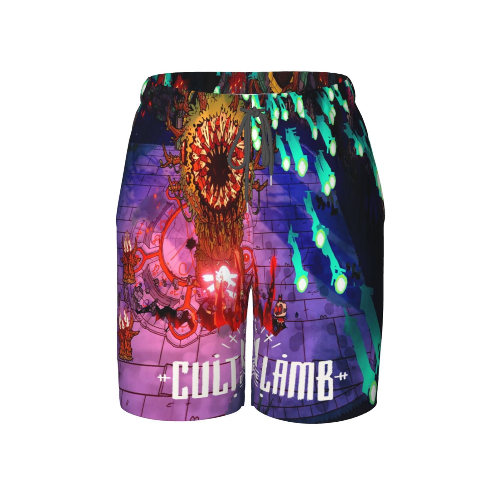 Boys Cult Of The Lamb Swim Trunks With Mesh Liner Kids Cartoon Quick ...