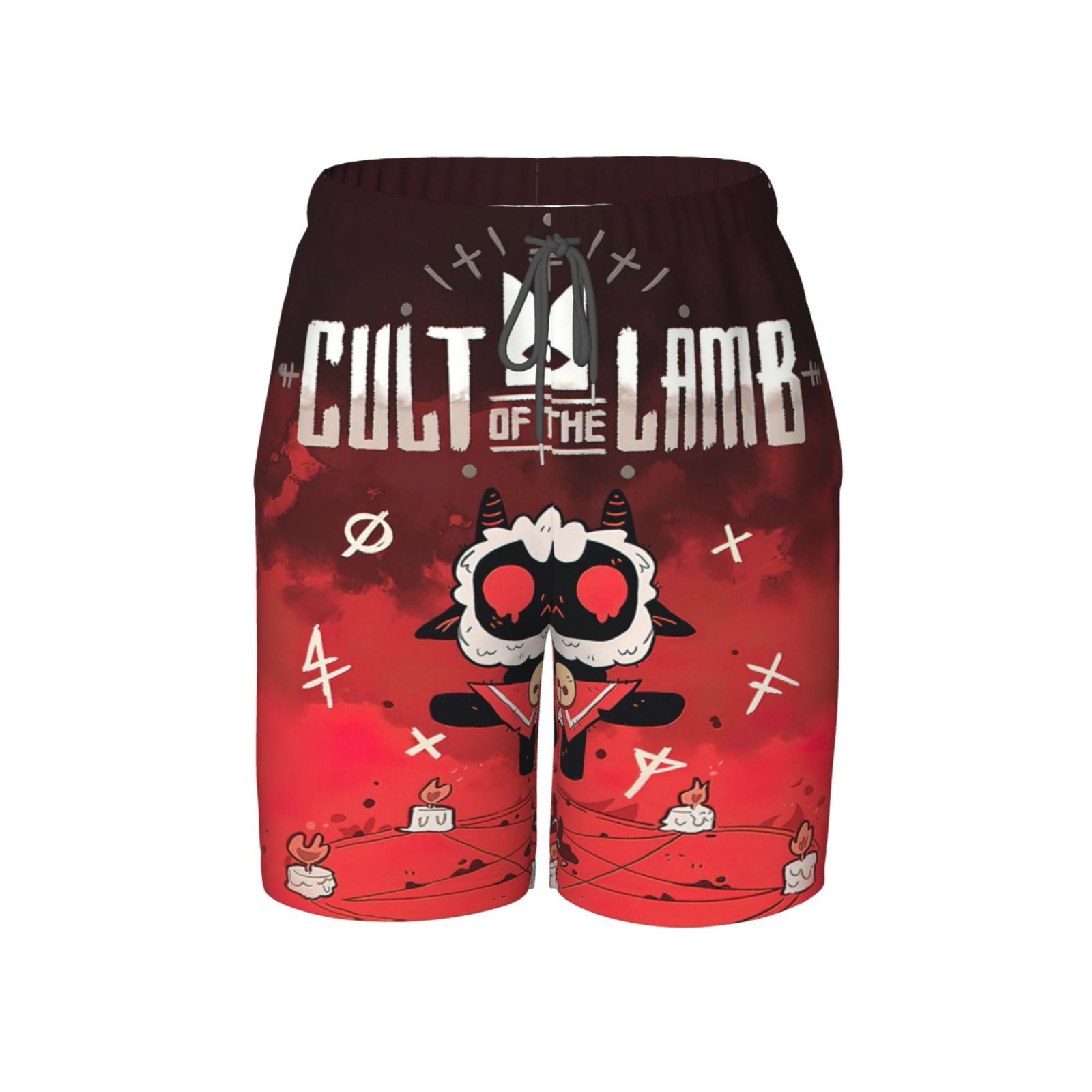 Boys Cult Of The Lamb Swim Trunks With Mesh Liner Kids Cartoon Quick ...