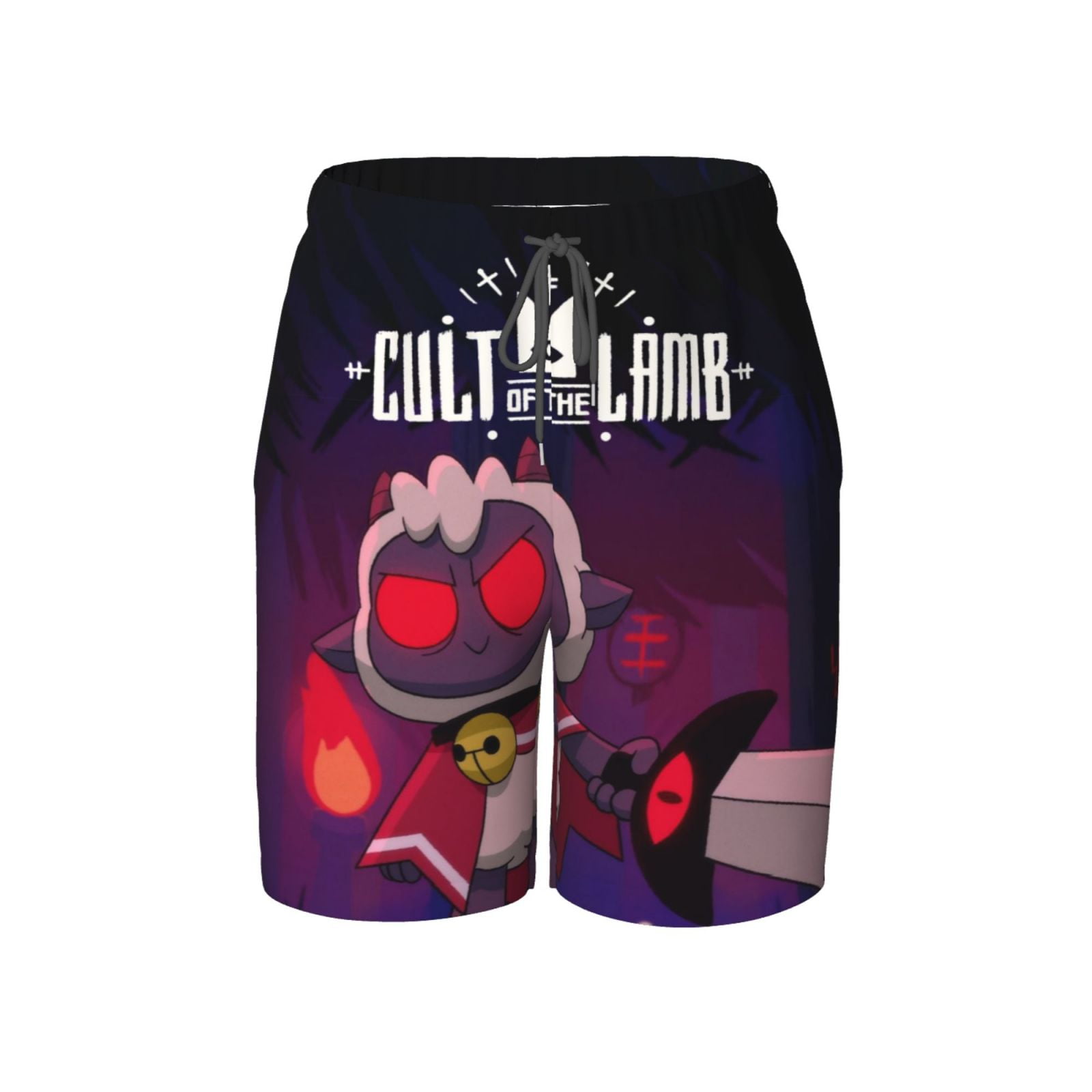 Boys Cult Of The Lamb Swim Trunks With Mesh Liner Kids Cartoon Quick ...