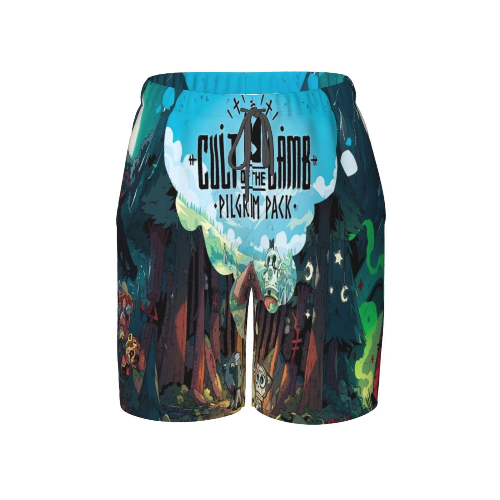 Boys Cult Of The Lamb Swim Trunks With Mesh Liner Kids Cartoon Quick ...