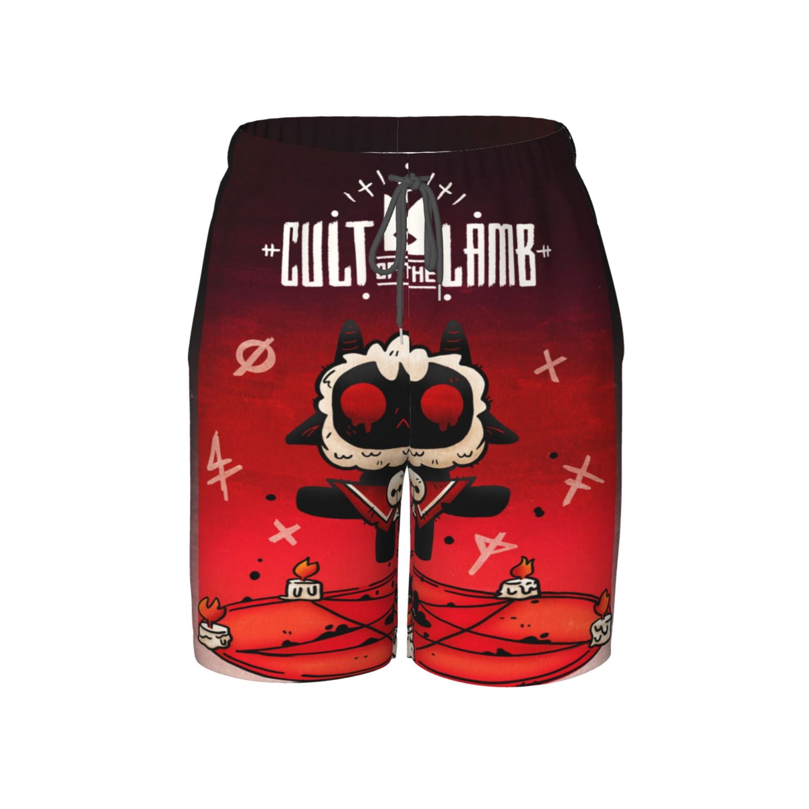Boys Cult Of The Lamb Swim Trunks With Mesh Liner Kids Cartoon Quick ...