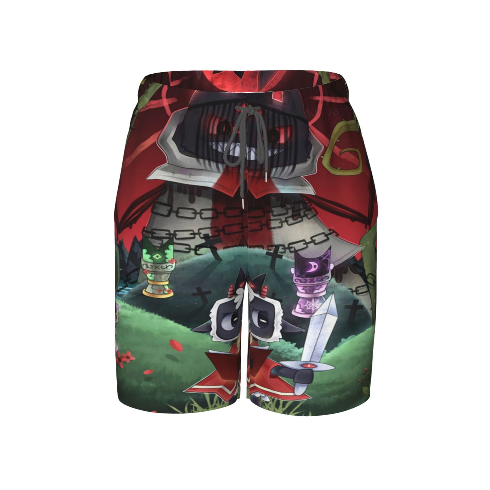 Boys Cult Of The Lamb Swim Trunks With Mesh Liner Kids Cartoon Quick ...