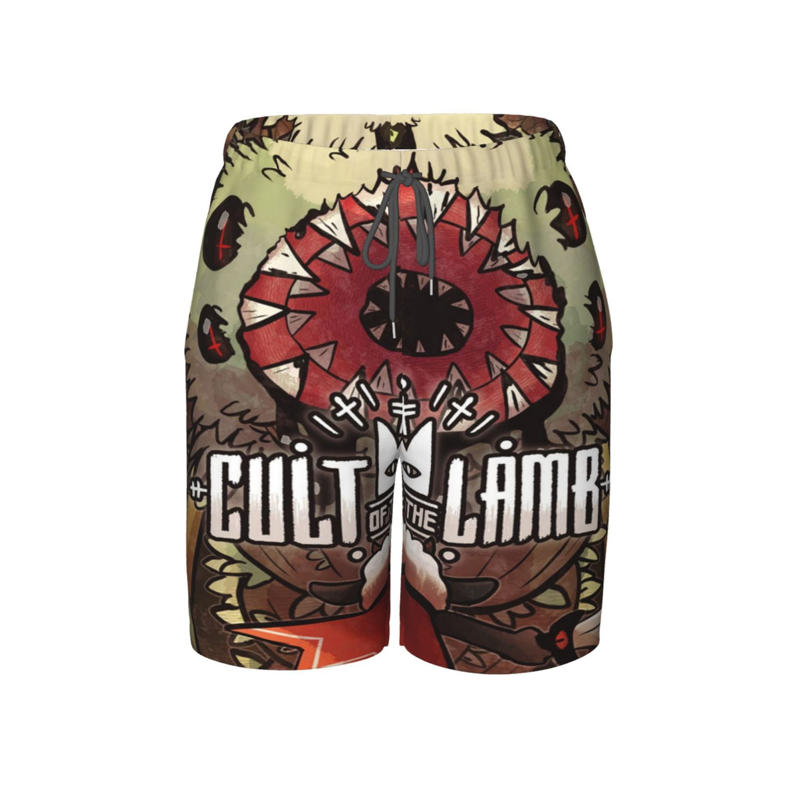 Boys Cult Of The Lamb Swim Trunks With Mesh Liner Kids Cartoon Quick ...