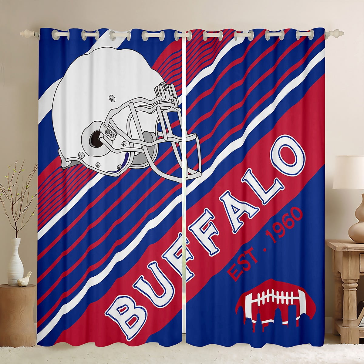 Boys Curtains & Drapes American Football Curtains for Living Room, Blue ...