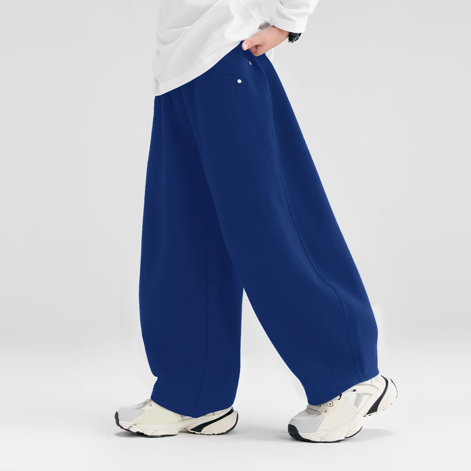 Boys Curved Leg Sweatpants with Elastic Waist – Loose Fit Casual Pants ...