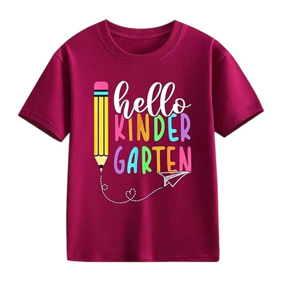 Boys Cute Shirts Back School Rock Hand Print Short Sleeve Elastic Waist ...