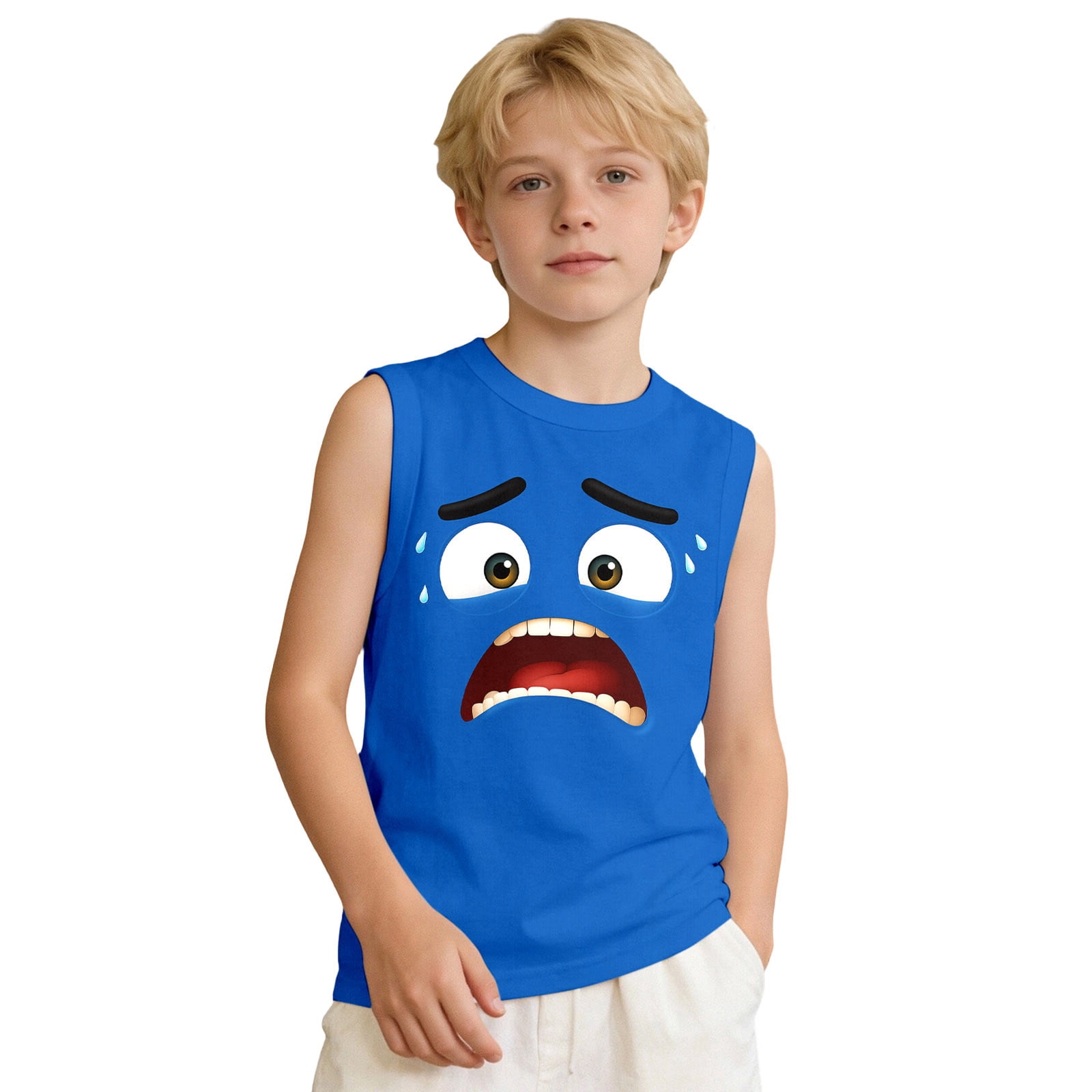 Boys Cute Shirts Cool Breathable Sleeveless Cartoon Prints Boys Spring ...