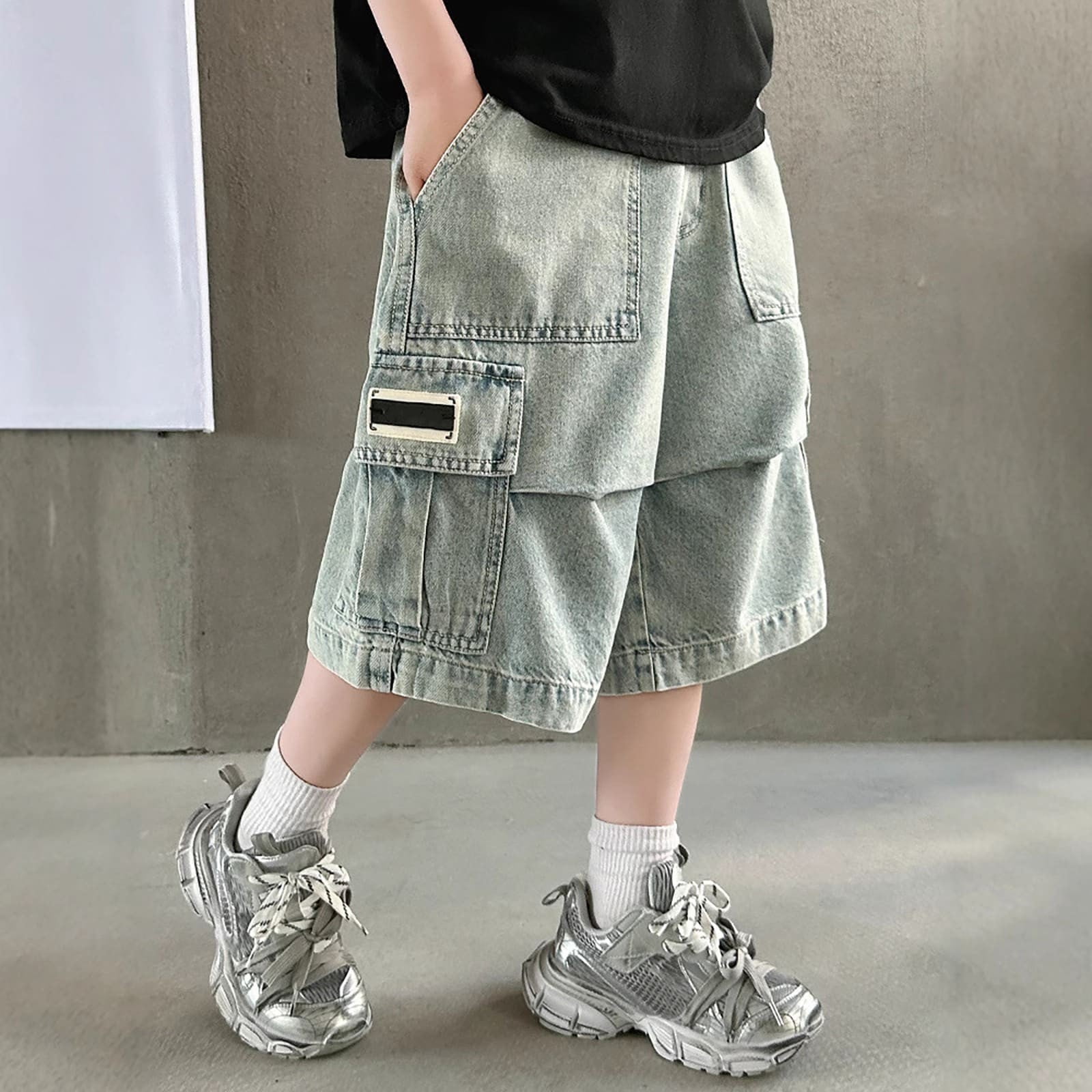 Boys Denim Cargo Shorts For Kids Comfortable Casual Outdoor Wear ...