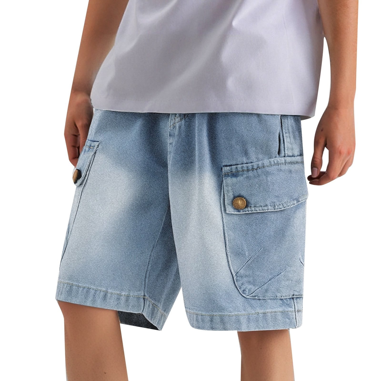 Boys Denim Shorts Elastic Waist - Casual Comfortable, for Daily/School ...