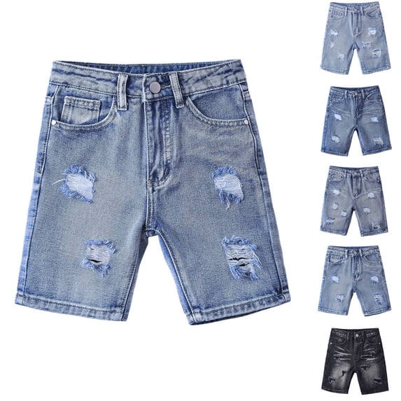 Boys Denim Shorts High Waisted Slim Fit Jeans Shorts with Pockets Jeans ...