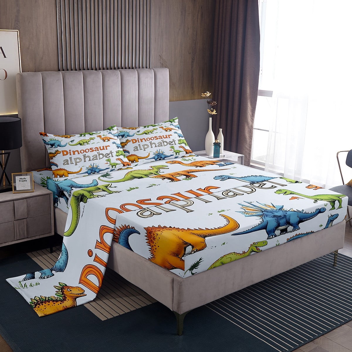 Dinosaur Bed Sheets Full Size Dinosaur Print Sheets Cartoon Animal Dino Sheet Set Cute Dinosaur ...