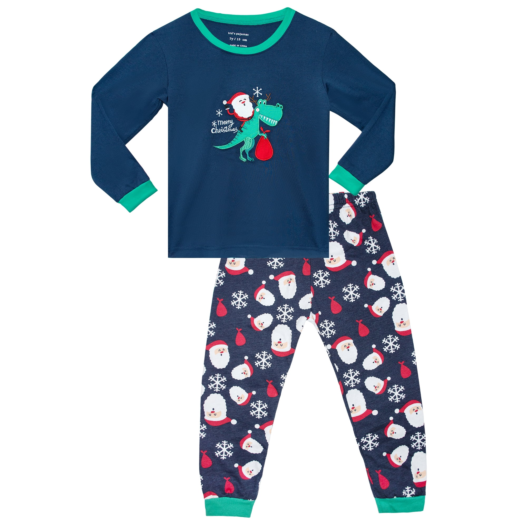 Boys Dinosaur Christmas Pajamas Toddler Kids Sleepwear Boys Girls Santa ...