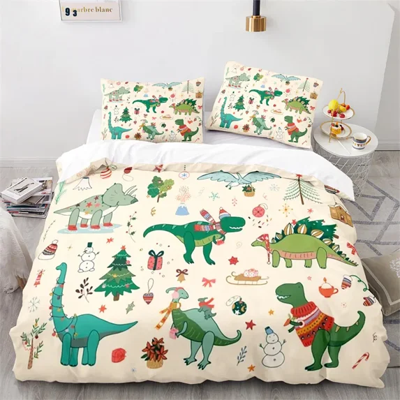 Boys Dinosaur Duvet Cover Animal Theme Bedding Set Microfiber Cartoon ...