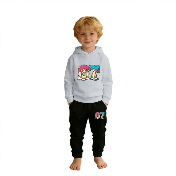 Boys Dinosaur Print Hoodie Pants Cute Casual Outfit Kids Playwear Two ...