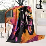 Boys Dirt Bike Blanket Modern Dirtbike Motocross Bedding Warm Blanket ...