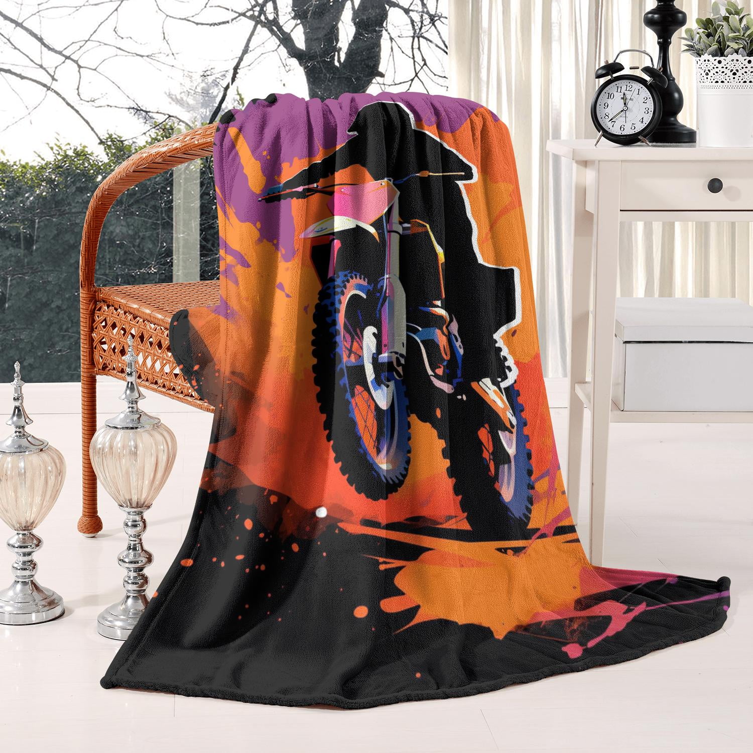 Boys Dirt Bike Blanket Modern Dirtbike Motocross Bedding Warm Blanket ...