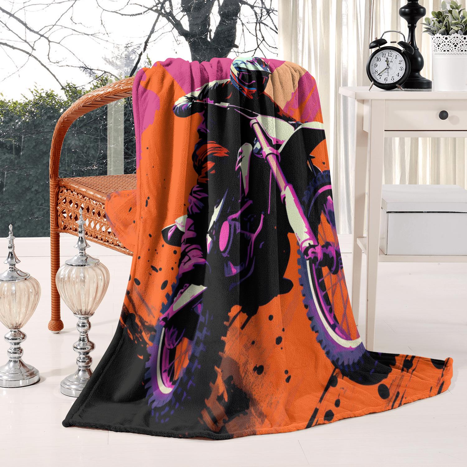 Boys Dirt Bike Blanket Modern Dirtbike Motocross Bedding Warm Blanket ...