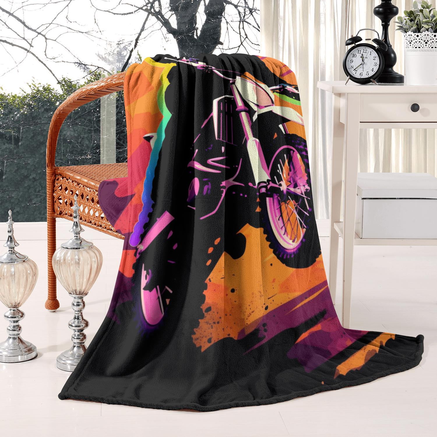 Boys Dirt Bike Blanket Modern Dirtbike Motocross Bedding Warm Blanket ...