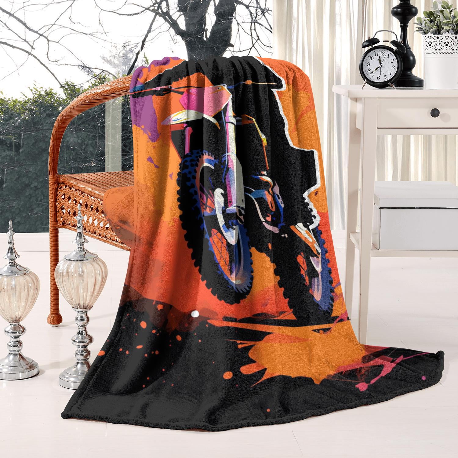 Boys Dirt Bike Blanket Modern Dirtbike Motocross Bedding Warm Blanket ...