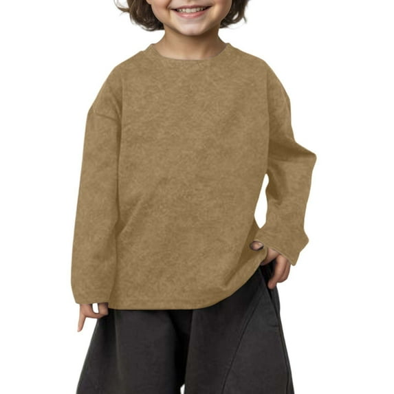 Boys Distressed Stir Flower Print Crewneck Long Sleeve Tee Versatile ...