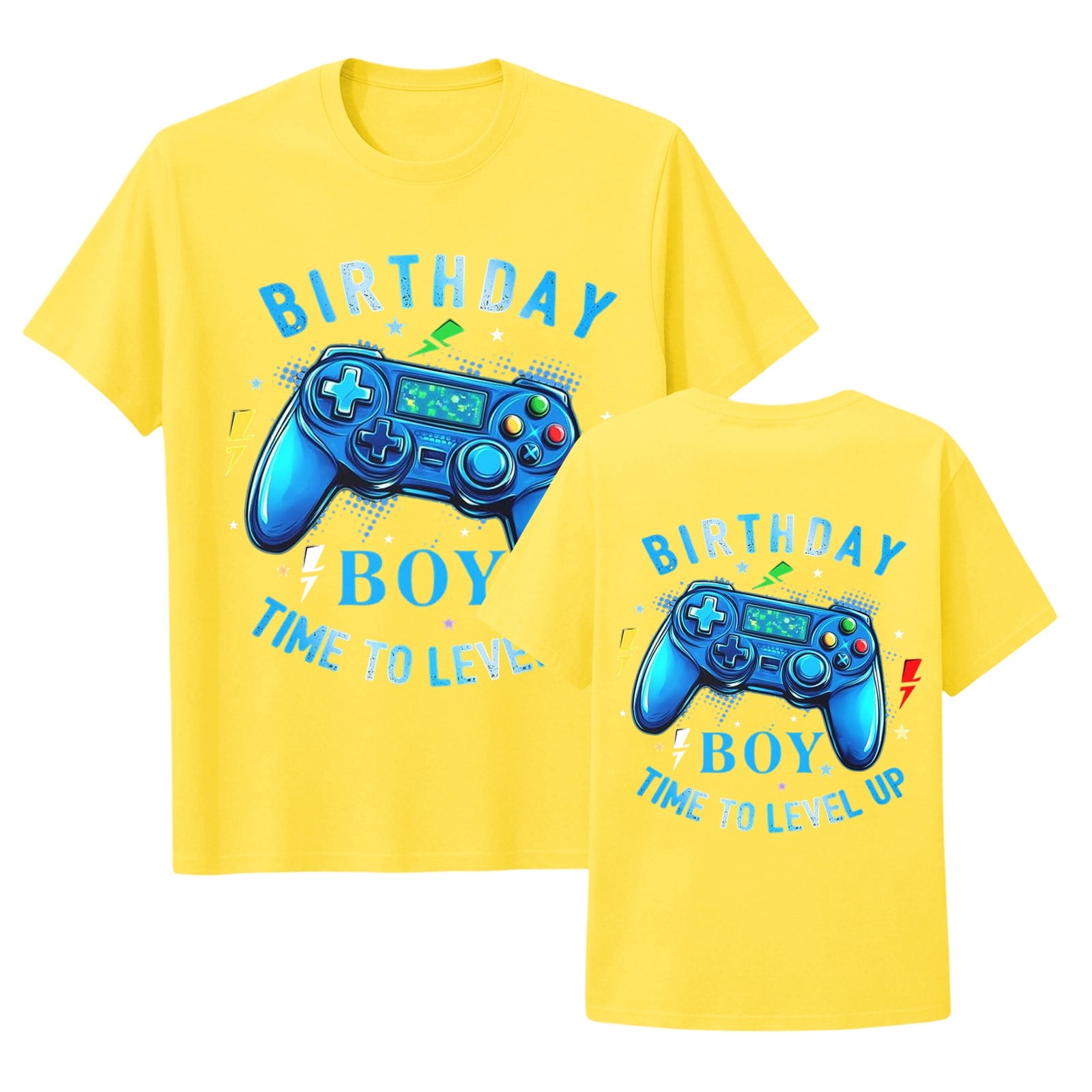 Boys Double Sided Game Controller Birthday Print T-Shirt Kids Crewneck ...
