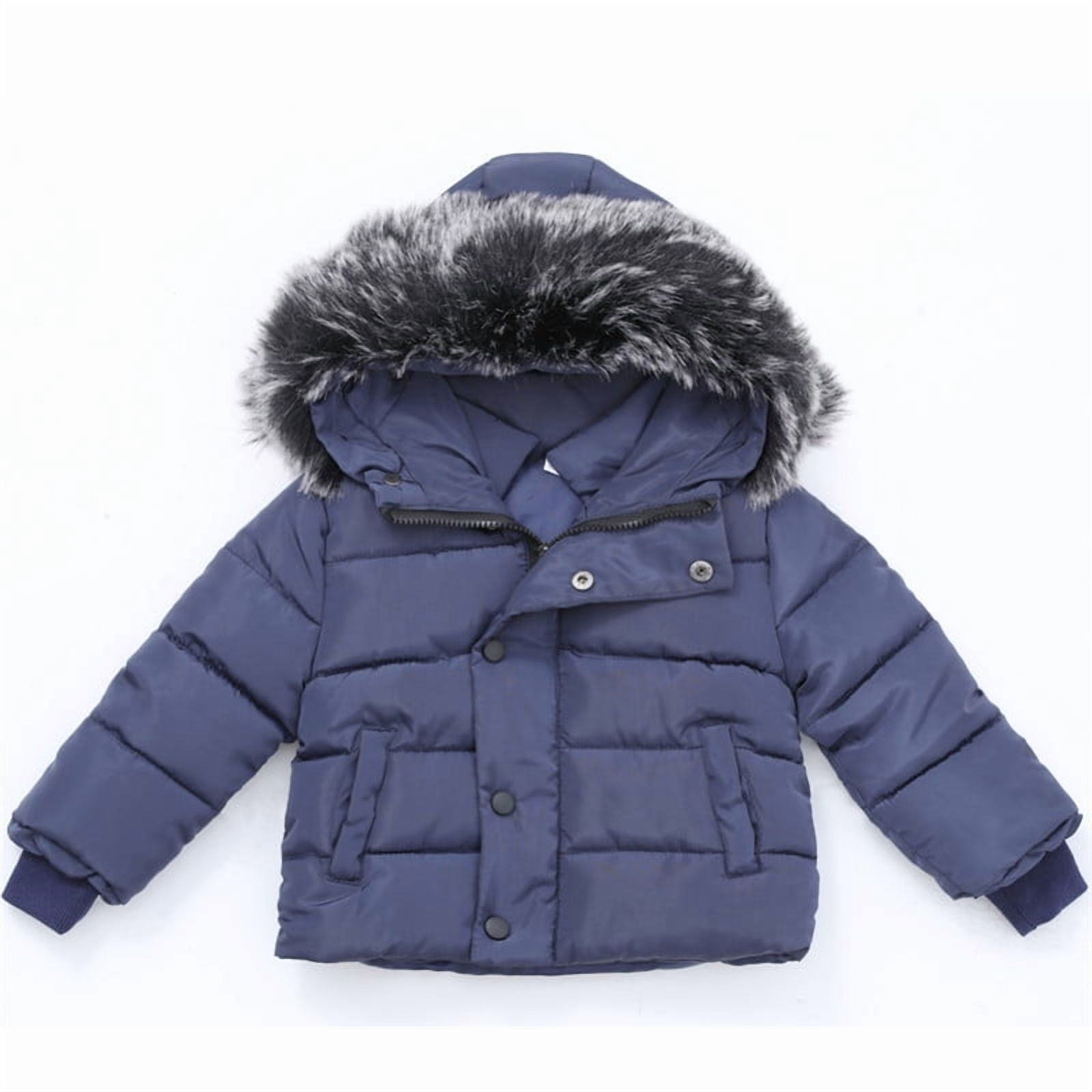 Boys Down Jacket Winter Warm Insulated Coat with Soft Trim Hood Kids ...