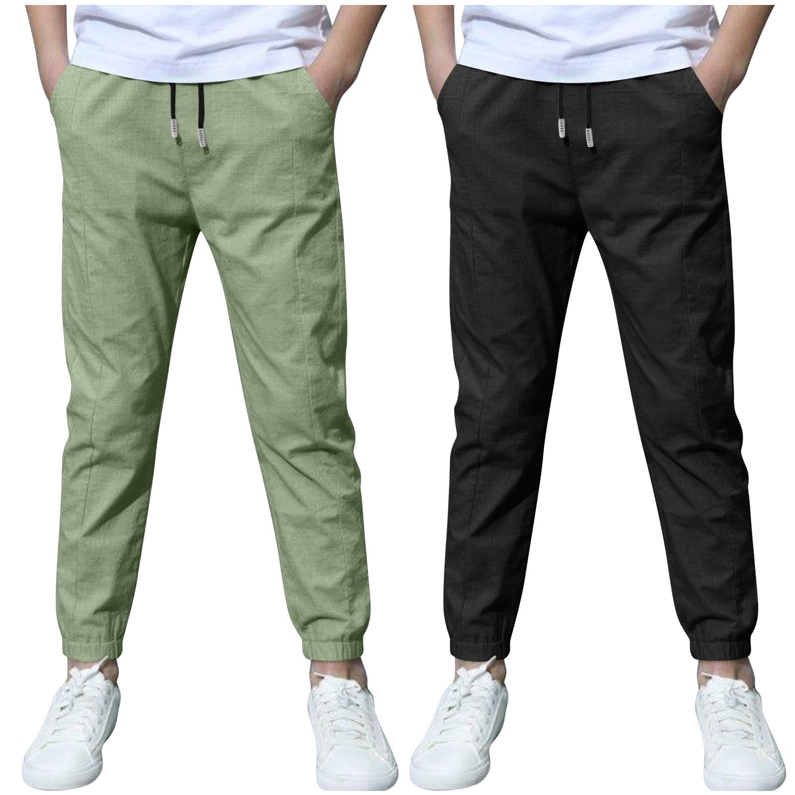 Boys Drawstring Jogger Pants 2pc Cotton Linen Loose Casual Lightweight ...