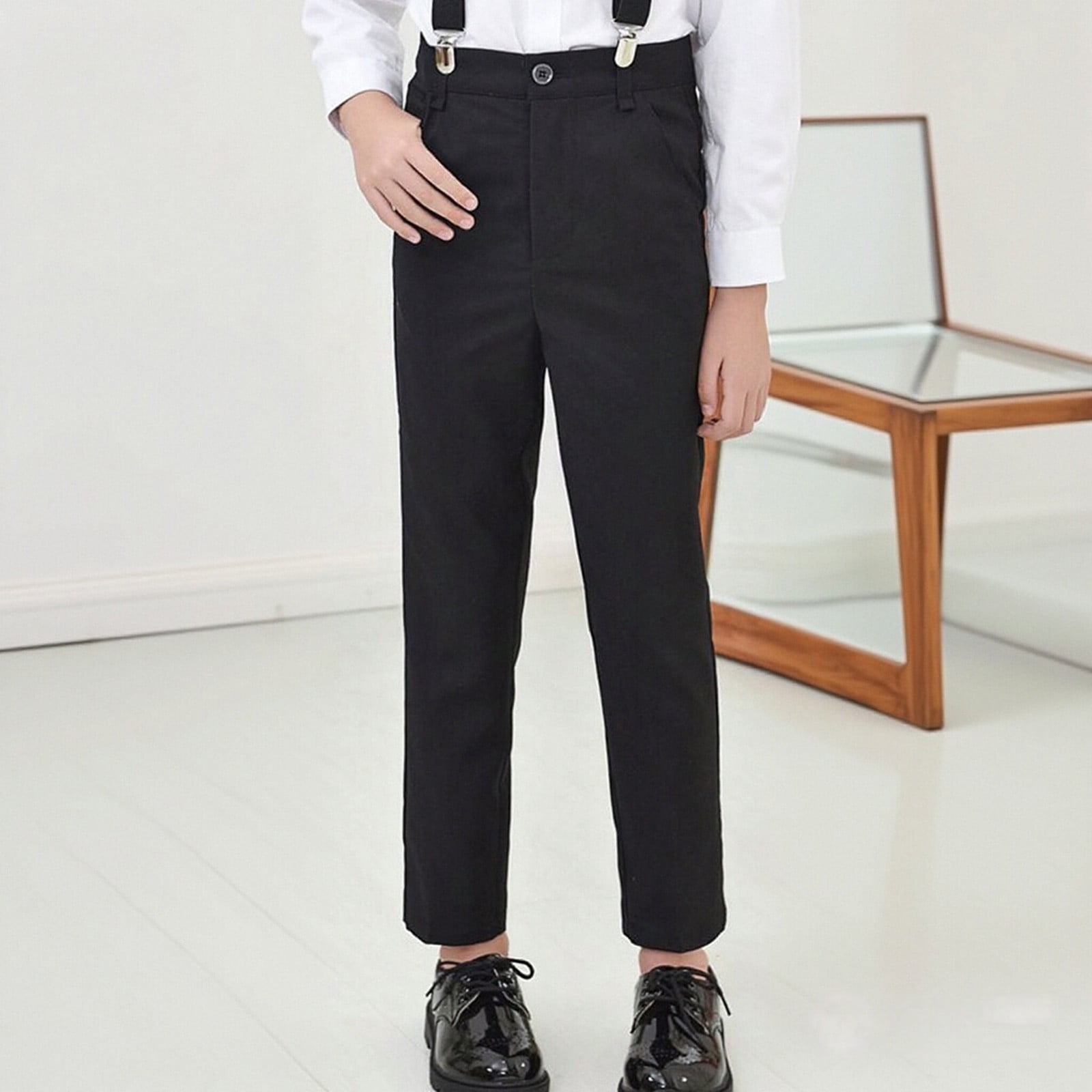 Boys Dress Pants, Solid Color Slim Fit Suit Pants for Kids, Formal ...