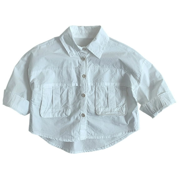 Boys Dress Shirts Kids Girls White Shirt Dress Shirt Button Up Shirt ...