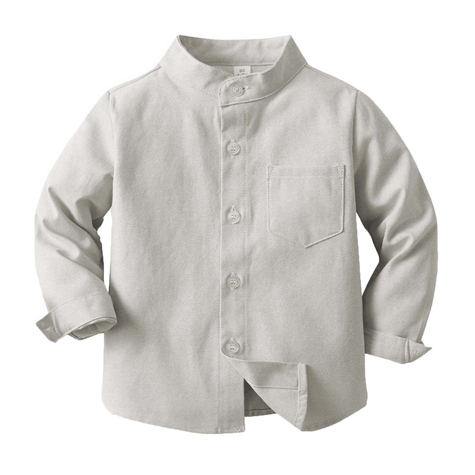 Boys Dress Shirts Kids Long Sleeve Khaki Shirt Girls Button Down Shirts ...