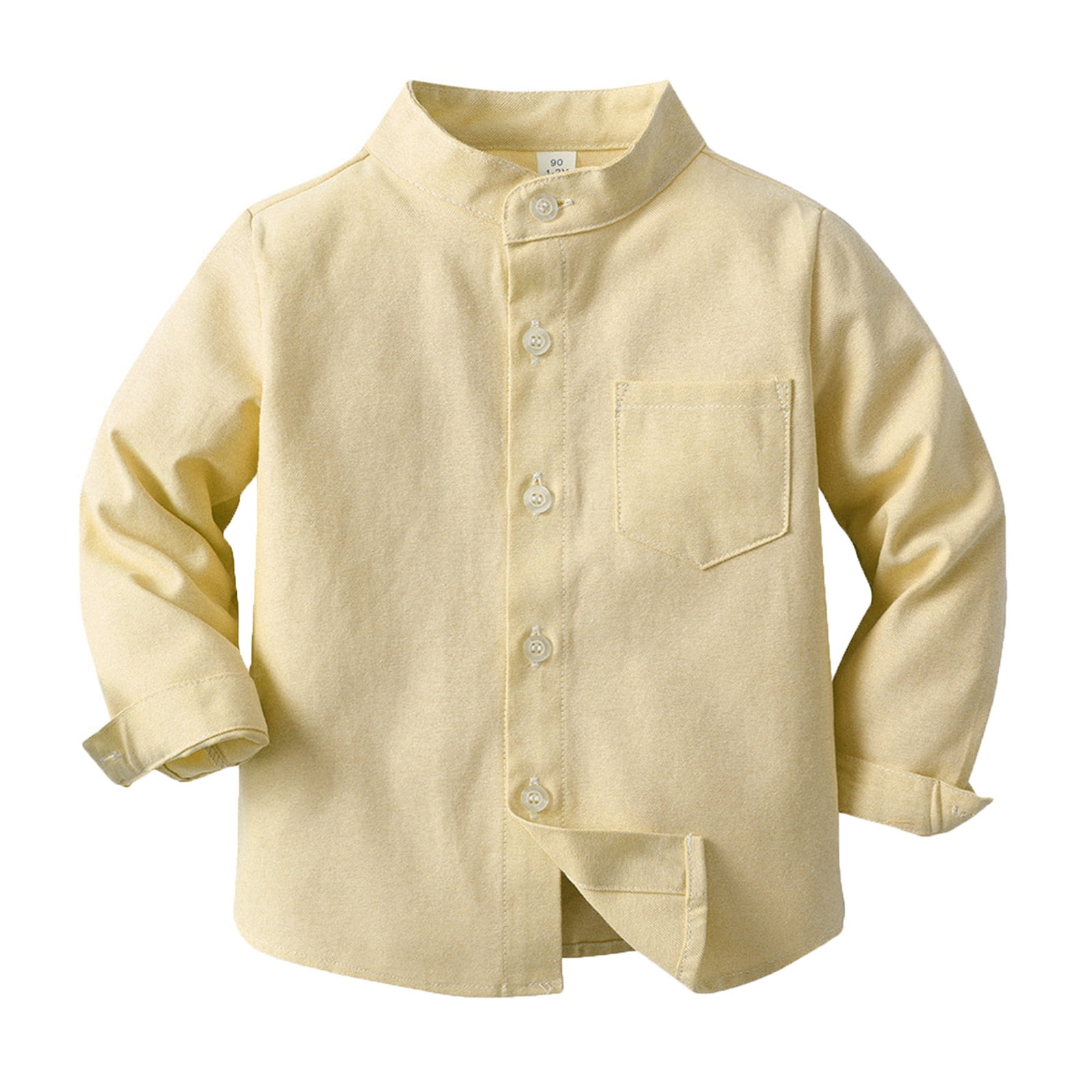 Boys Dress Shirts Kids Yellow Girls Long Sleeve Shirts Girls Button ...