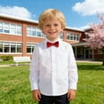 Boys Dress Shirts Long Sleeve Button Down Uniform Shirt with Bow Color ...