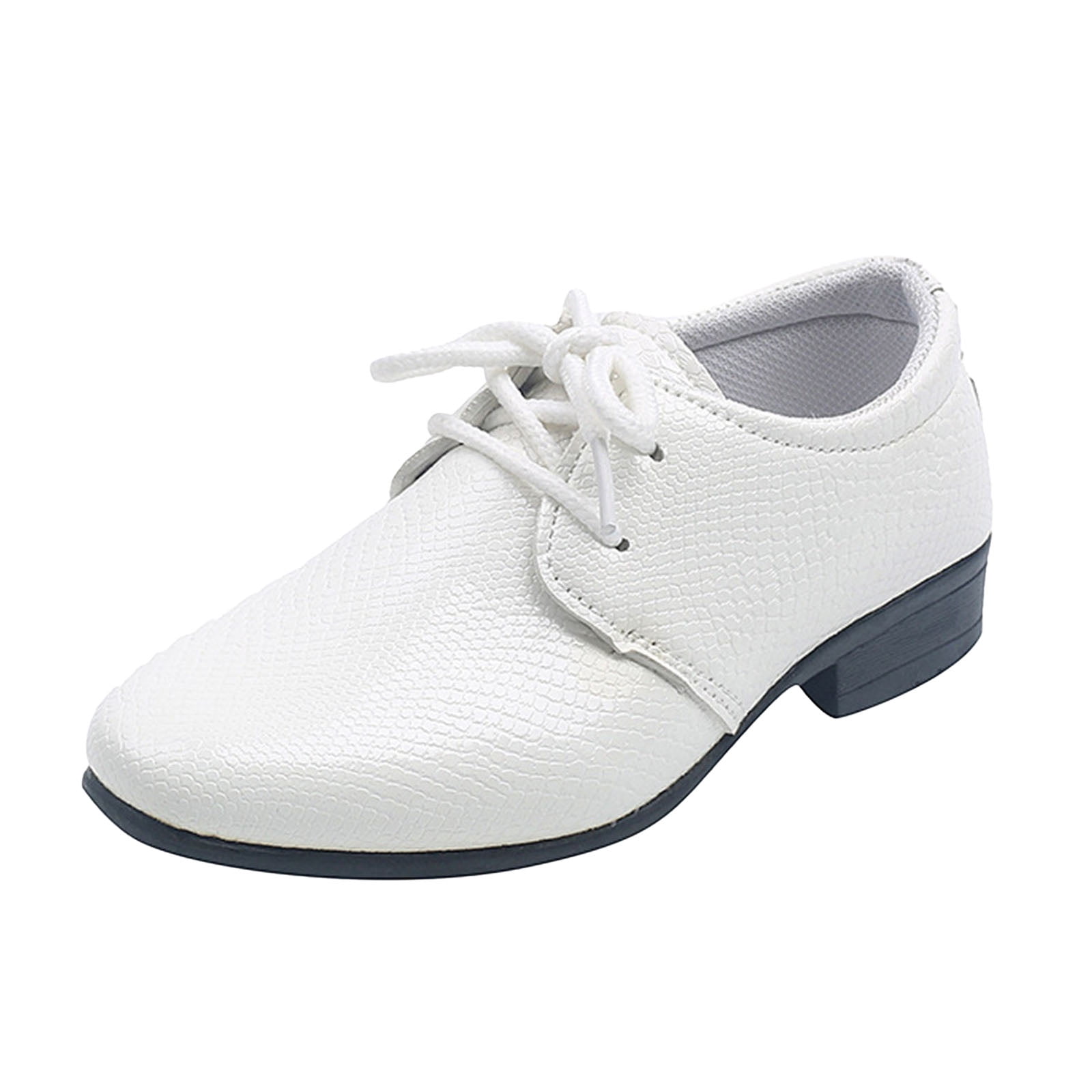 Boys Dress Shoes Lace up Vintage Pattern Leather Pointed Toe Chunky ...