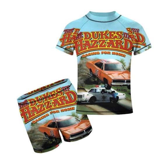 Boys Dukes Orange Car Haz-zard Rash Guard Set 2 Piece Swimsuits Short ...