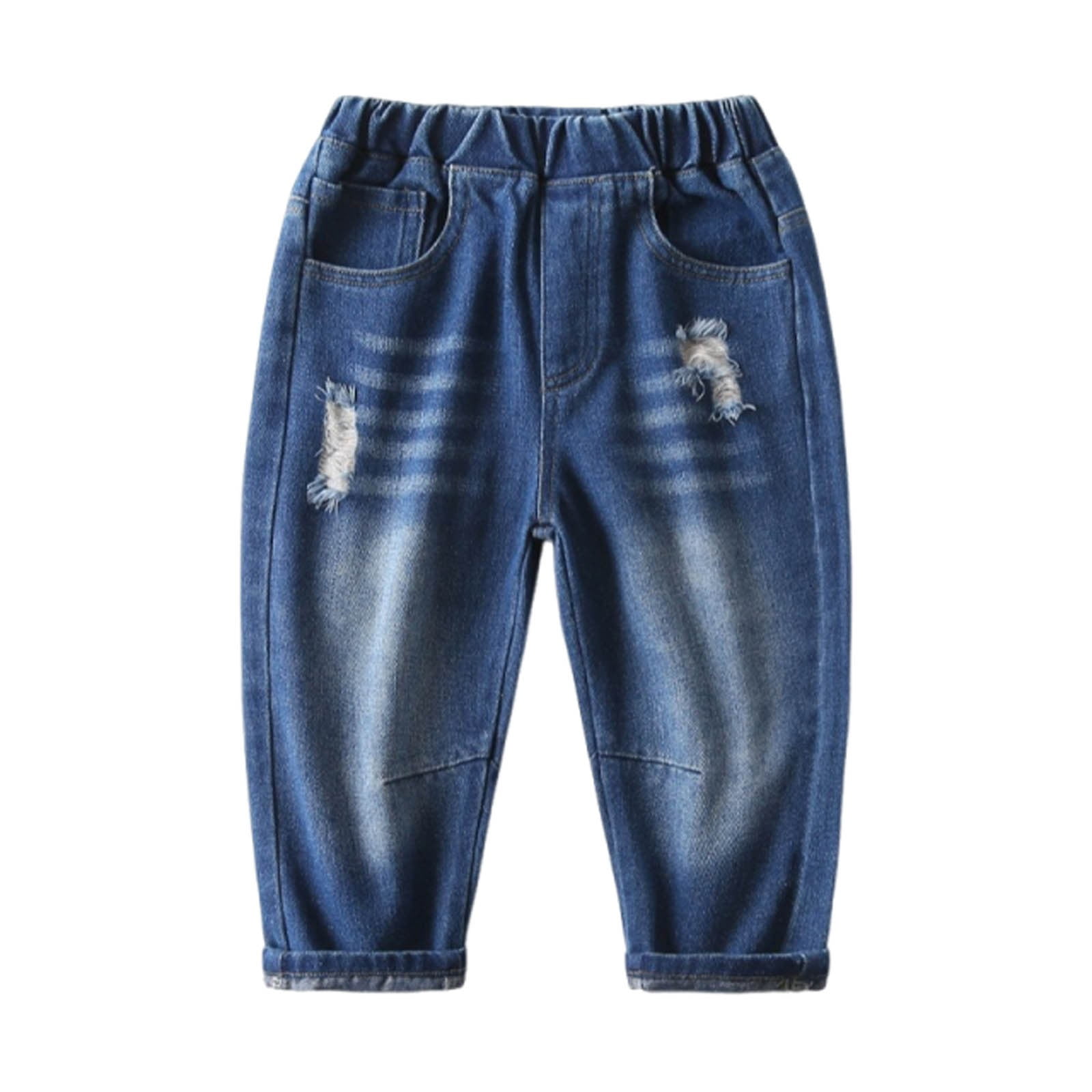 Boys Elastic Waist Casual Denim Pants for Toddlers Comfortable Loose ...