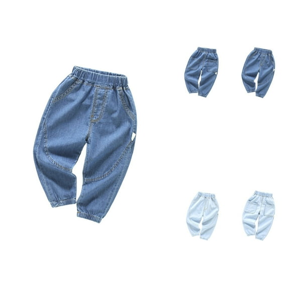 Boys Elastic Waist Joggers, Tapered Leg Casual Pants for Toddlers ...