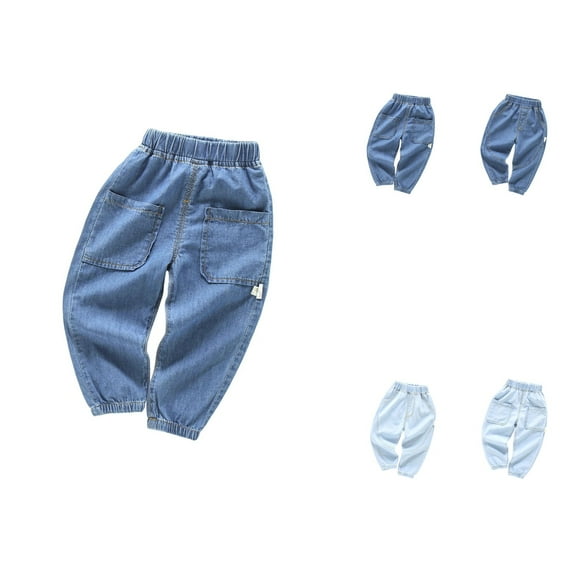 Boys Elastic Waist Joggers, Tapered Leg Casual Pants for Toddlers ...