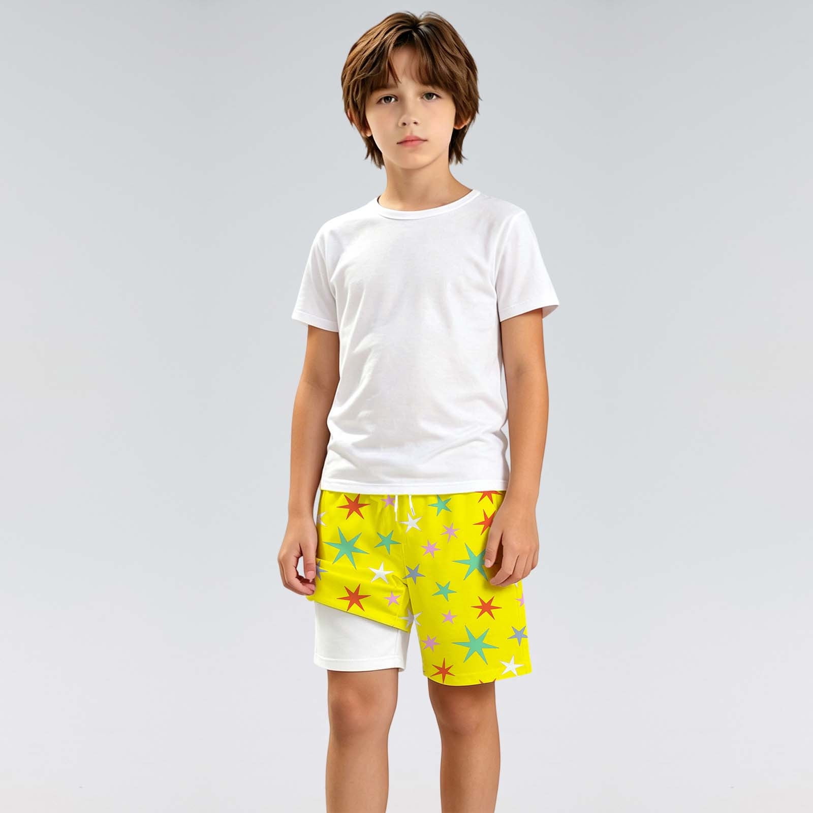 Boys Elastic Waist Shorts Lightweight Breathable Summer Casual Pants ...