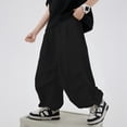 Boys Elastic Waist Wide Leg Parachute Pants, Casual Solid Color Baggy ...