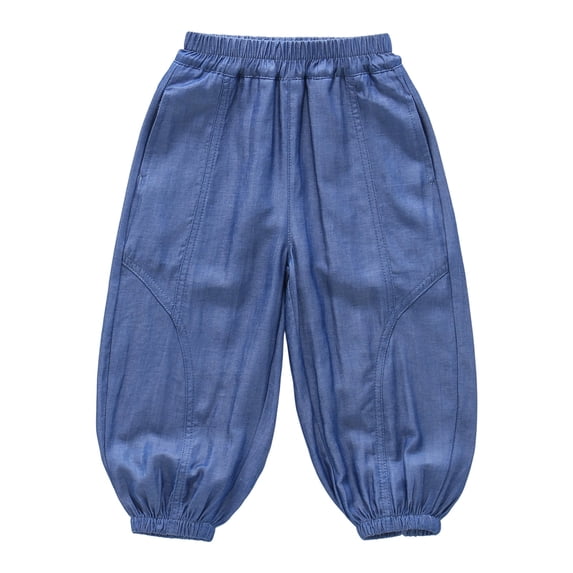 Boys Embroidered Denim Pants Elastic Waist Casual Trousers for Toddler ...
