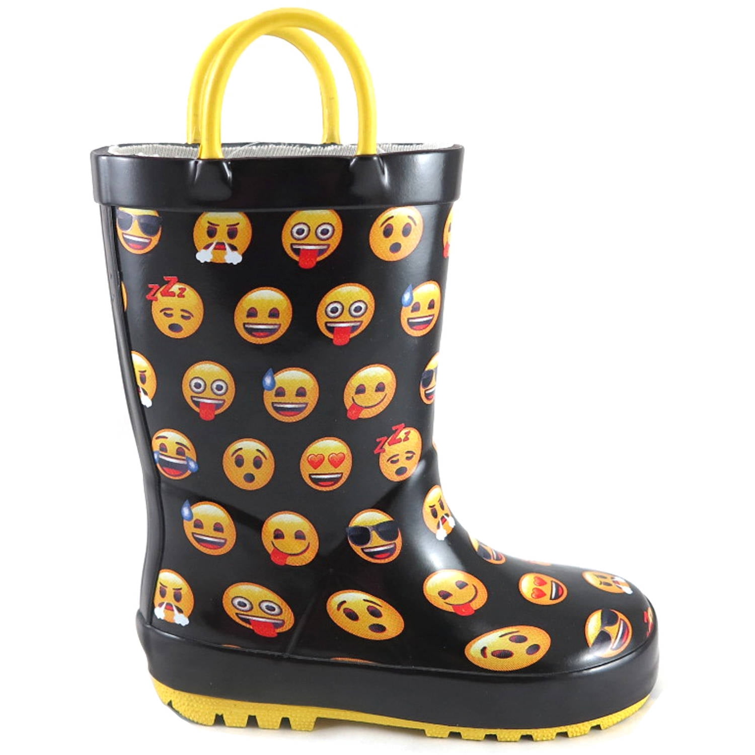 Boys' Emoji Water Resistant Easy Pull On Rainboot - Walmart.com