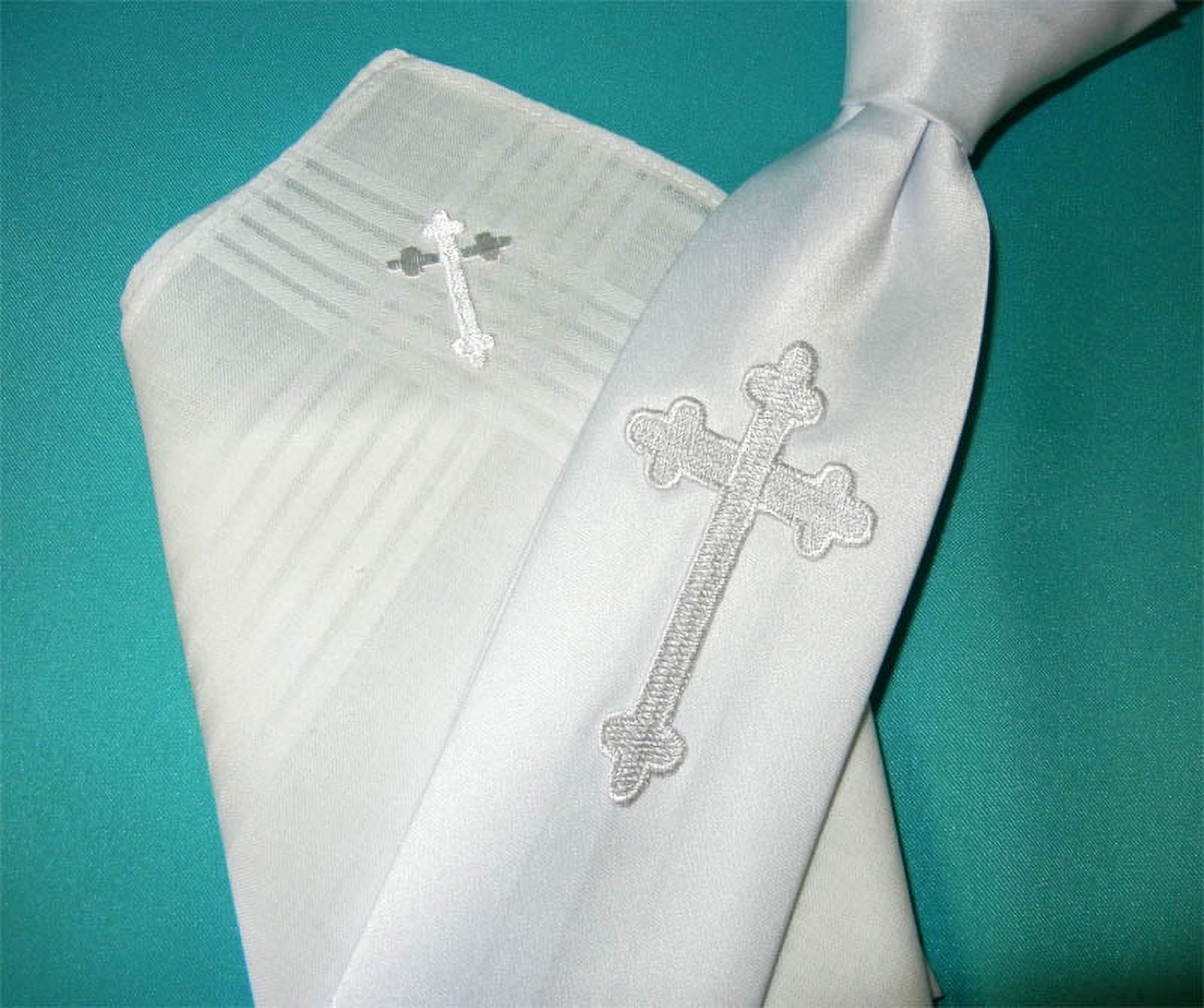Boys Fabric First Holy Communion Tie and Hanky Set with Cross ...